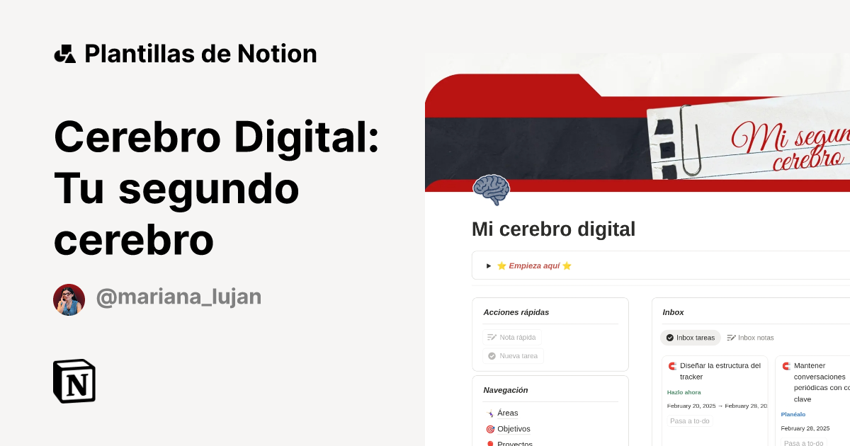 Plantilla Cerebro Digital: Tu segundo cerebro | Notion Marketplace