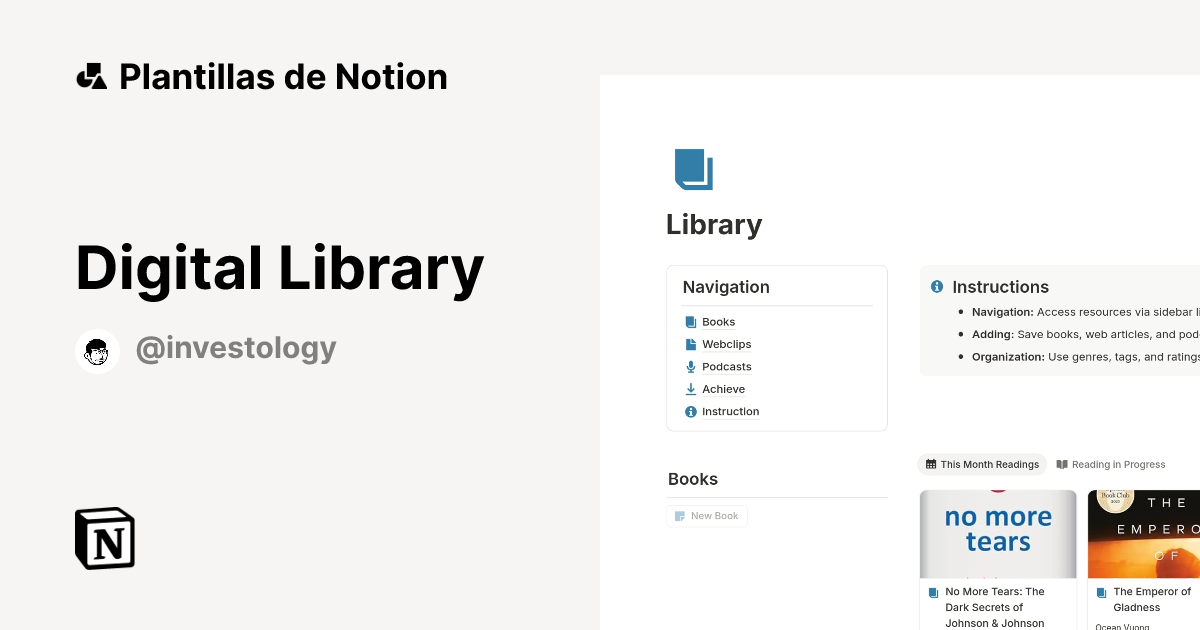 Plantilla Digital Library | Notion Marketplace