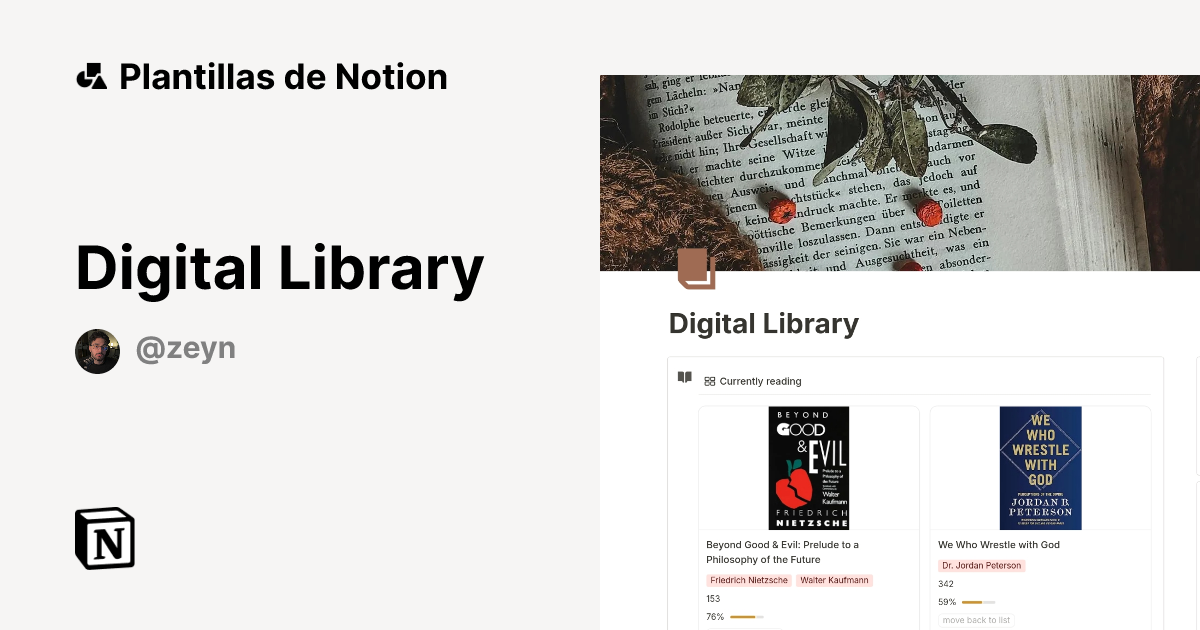 Plantilla Digital Library | Notion Marketplace