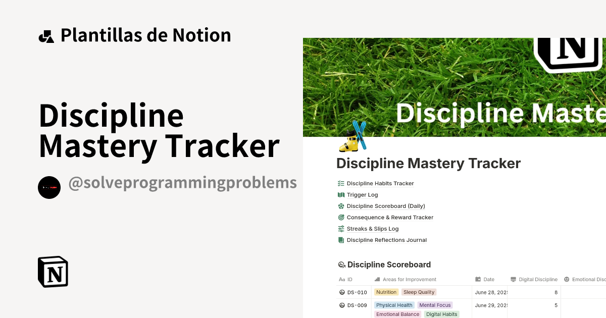 Plantilla Discipline Mastery Tracker de Hams AI Tech | Notion Marketplace