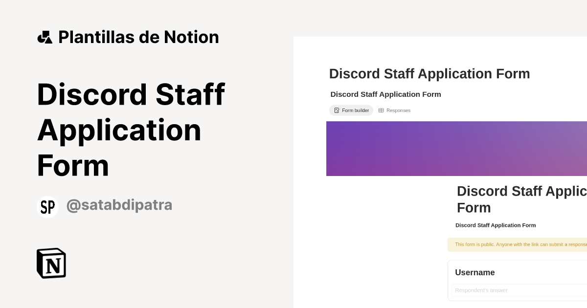 Plantilla Discord Staff Application Form | Notion Marketplace