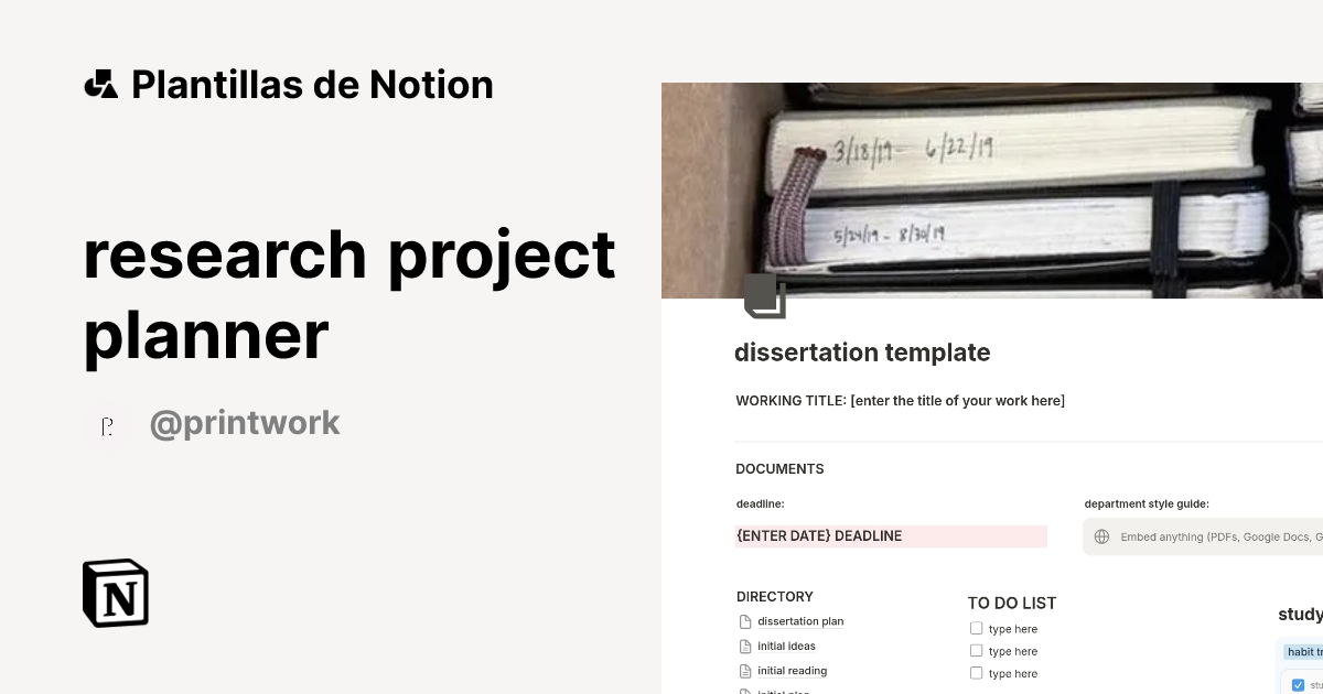 Plantilla research project planner | Notion Marketplace