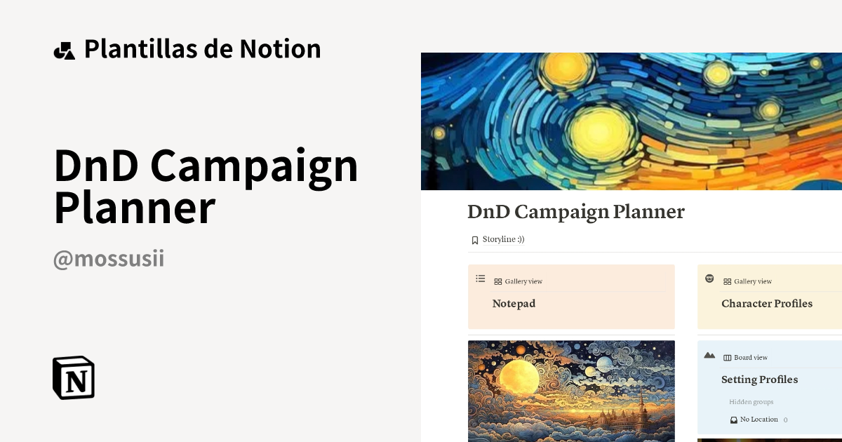 Plantilla DnD Campaign Planner | Notion Marketplace