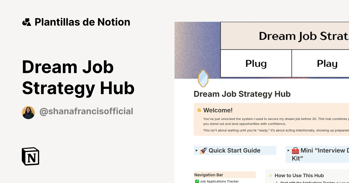 Plantilla Dream Job Strategy Hub | Notion Marketplace