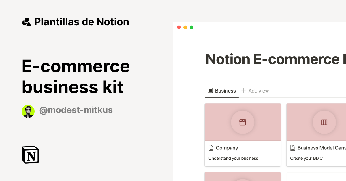 Plantilla E-commerce business kit | Notion Marketplace