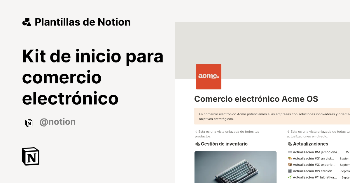 Plantilla Kit de inicio para comercio electrónico de Notion | Notion Marketplace