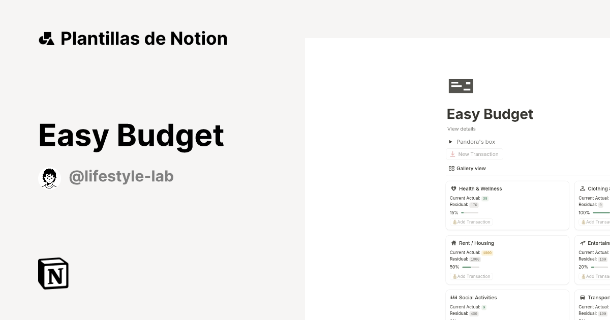 Plantilla Easy Budget | Notion Marketplace