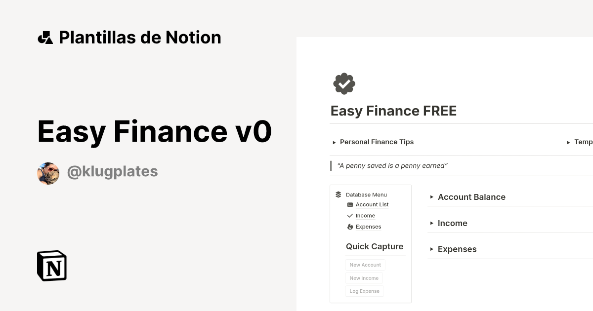 Plantilla Easy Finance v0 | Notion Marketplace