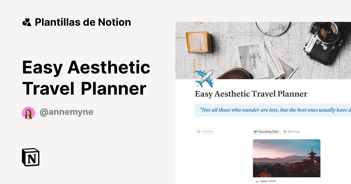 Plantilla Easy Aesthetic Travel Planner | Notion Marketplace