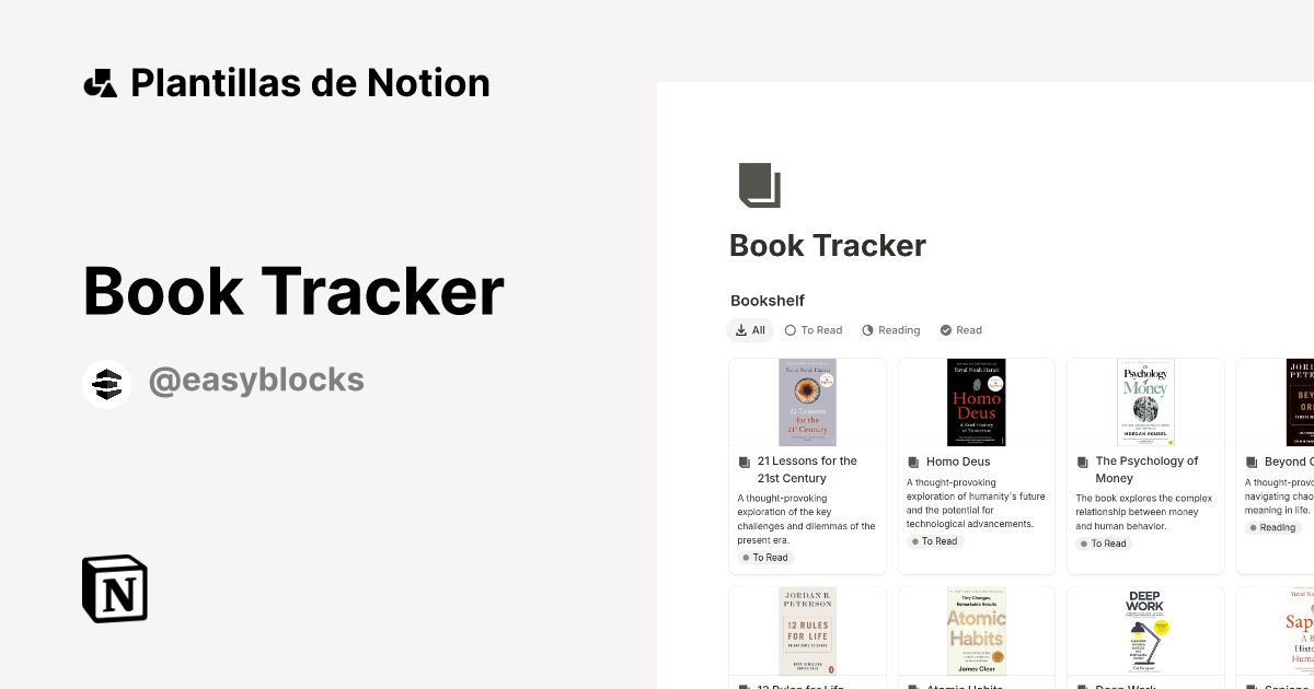 Plantilla Book Tracker de EasyBlocks | Notion Marketplace