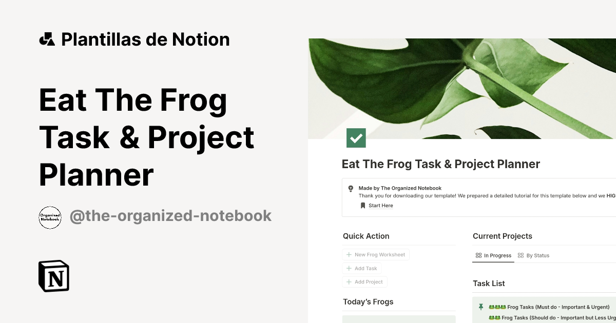 Plantilla Eat The Frog Task & Project Planner | Notion Marketplace