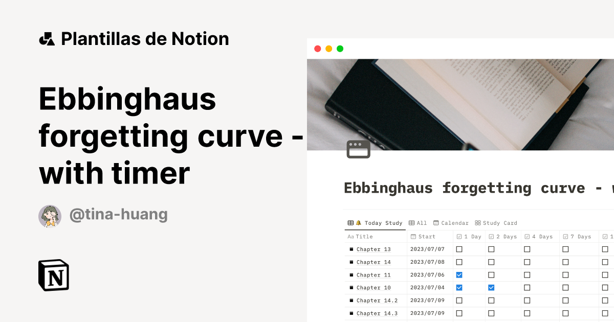 Plantilla Ebbinghaus forgetting curve - with timer | Notion Marketplace