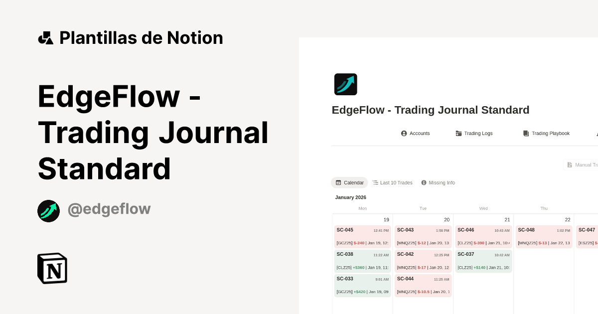 Plantilla EdgeFlow - Trading Journal Standard de EdgeFlow | Notion ...