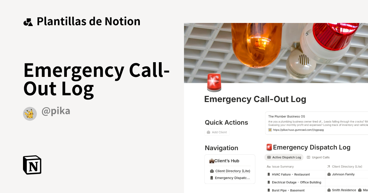 Plantilla Emergency Call-Out Log | Notion Marketplace