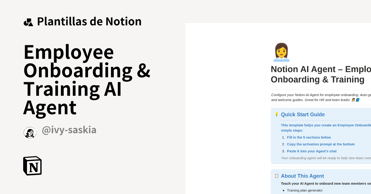 Plantilla Employee Onboarding & Training AI Agent de Ivy Saskia ...