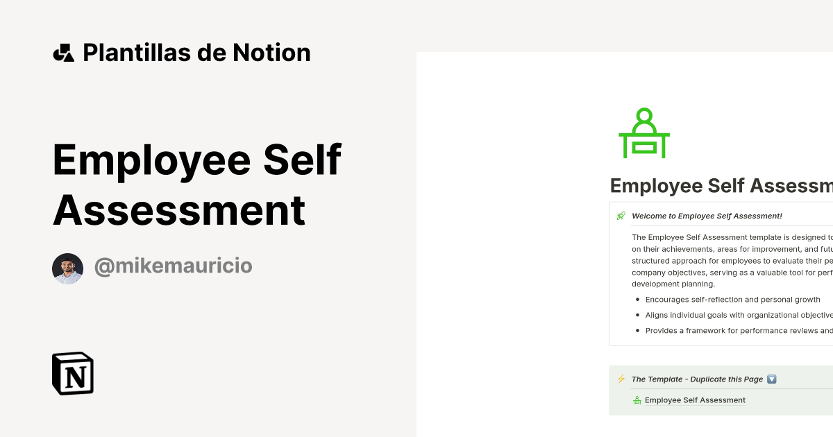 Plantilla Employee Self Assessment | Notion Marketplace