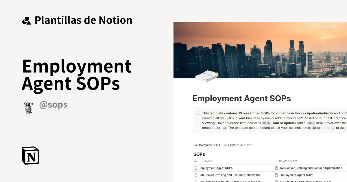 Plantilla Employment Agent SOPs de SOPs | Notion Marketplace