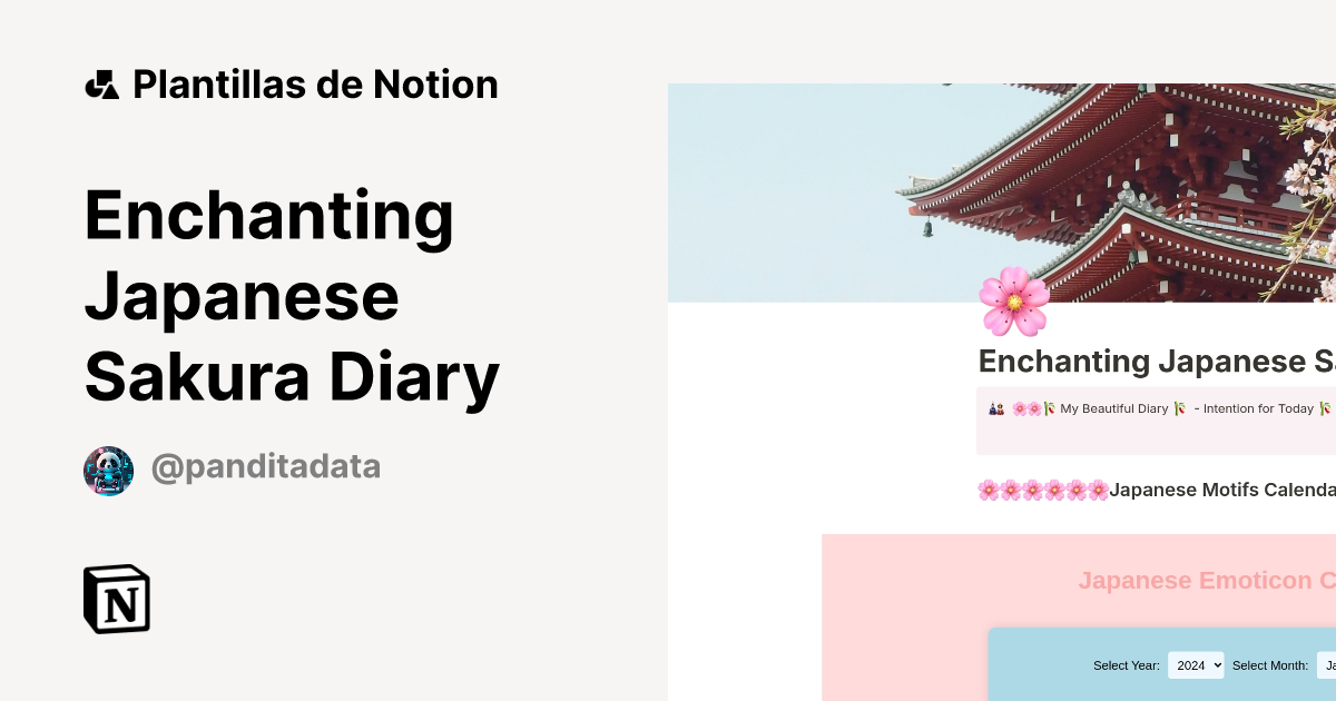 Plantilla Enchanting Japanese Sakura Diary | Notion Marketplace