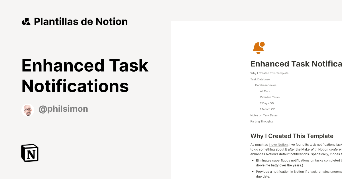 Plantilla Enhanced Task Notifications | Notion Marketplace