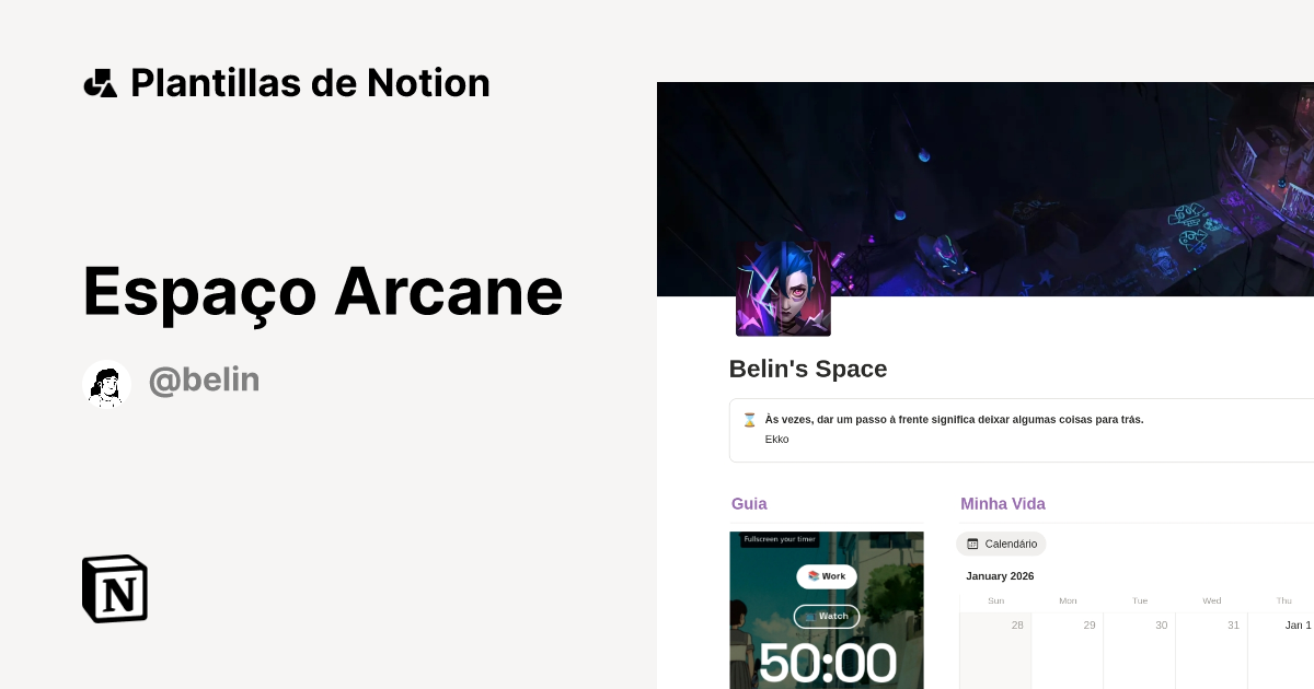 Plantilla Espaço Arcane | Notion Marketplace