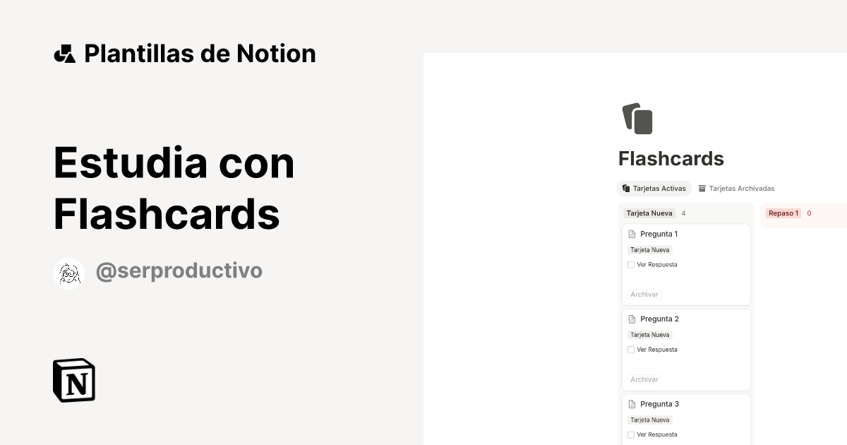 Plantilla Estudia con Flashcards | Notion Marketplace