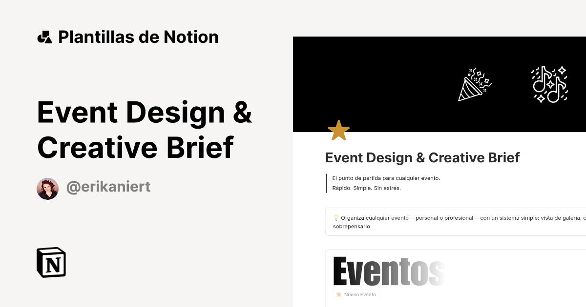 Plantilla Event Design & Creative Brief de Erika Niert | Notion Marketplace