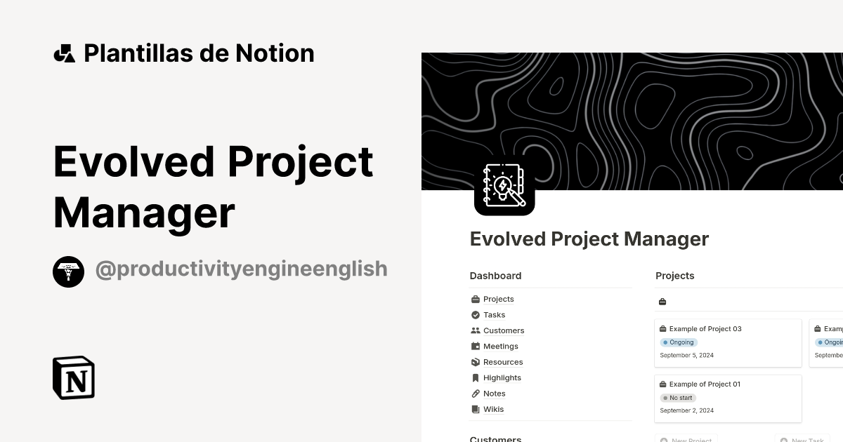 Plantilla Evolved Project Manager de Productivity Engine | Notion Marketplace