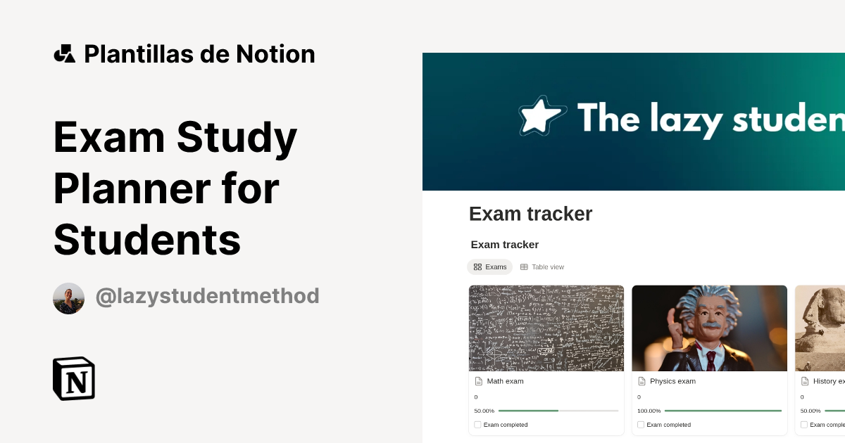 Plantilla Exam Study Planner for Students de The lazy student method ...