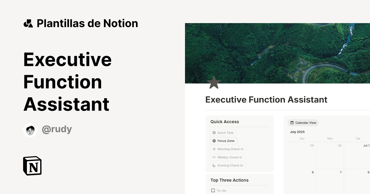 Plantilla Executive Function Assistant | Notion Marketplace