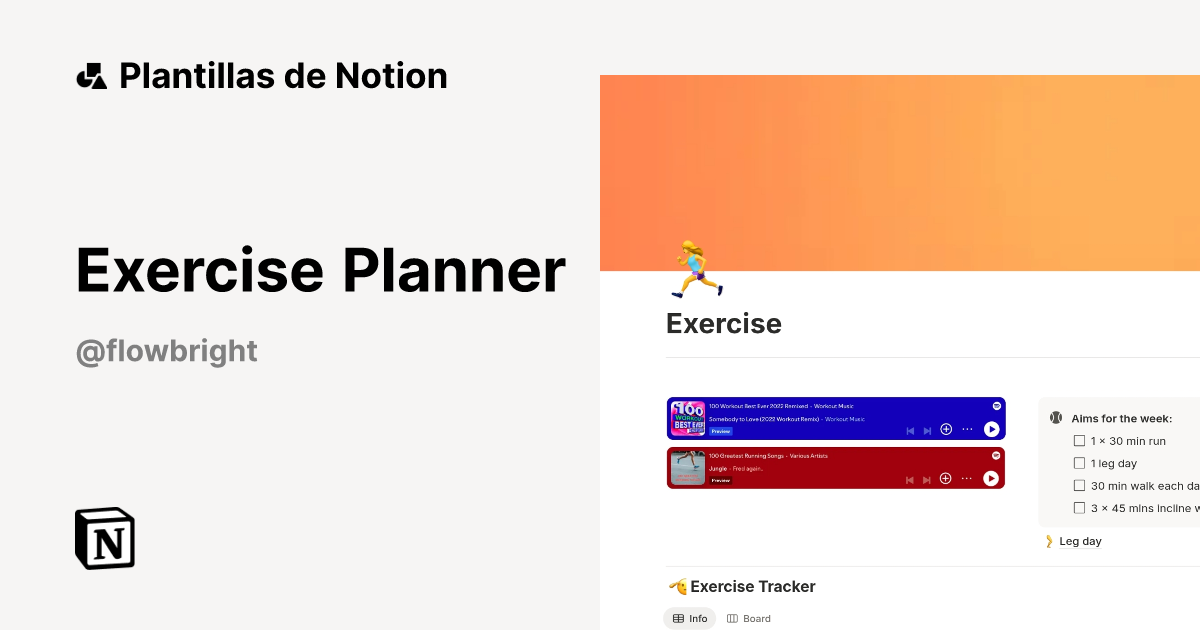 Plantilla Exercise Planner | Notion Marketplace