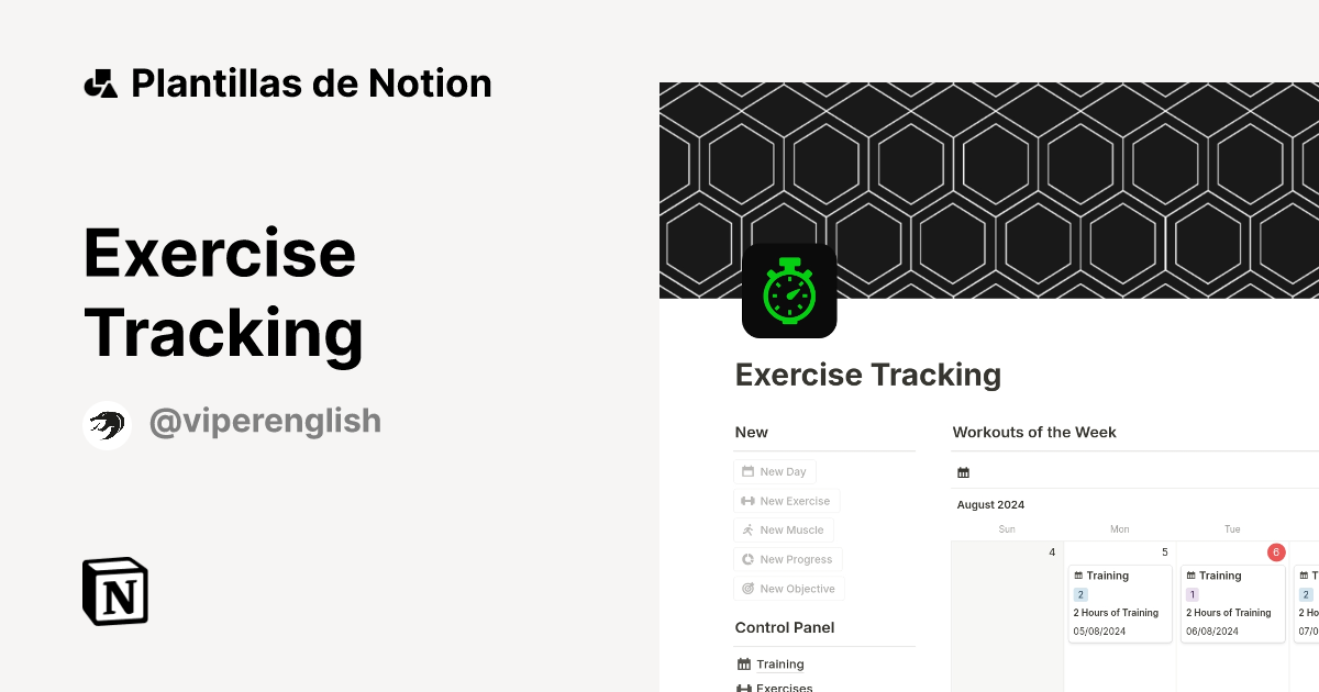 Plantilla Exercise Tracking de Viper | Notion Marketplace