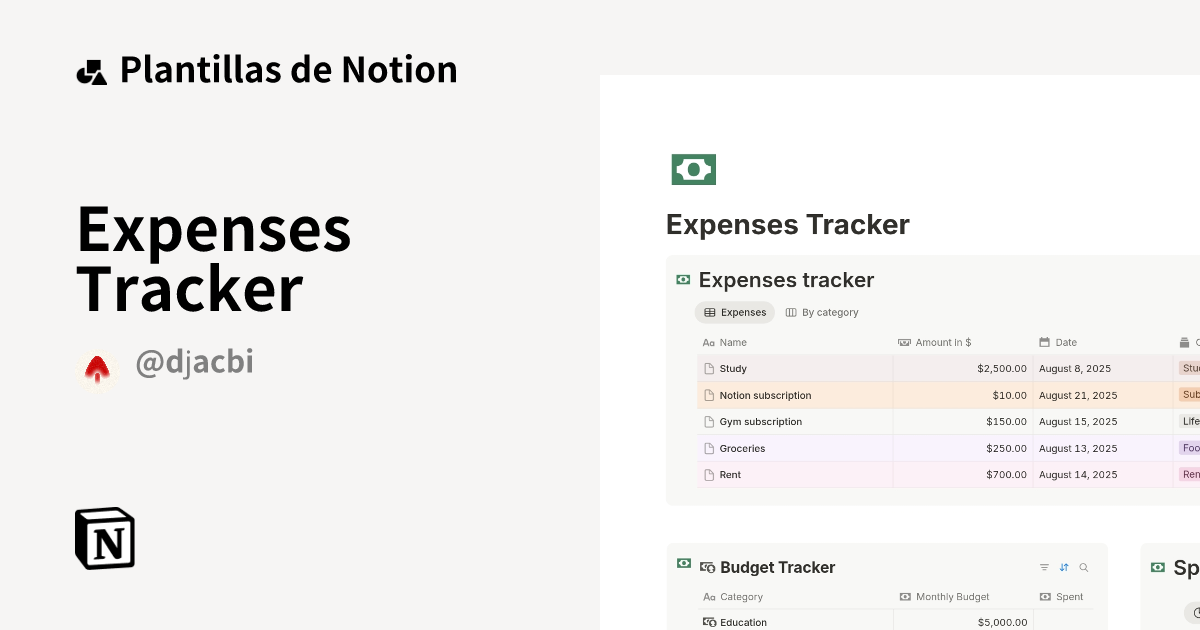 Plantilla Expenses Tracker | Notion Marketplace