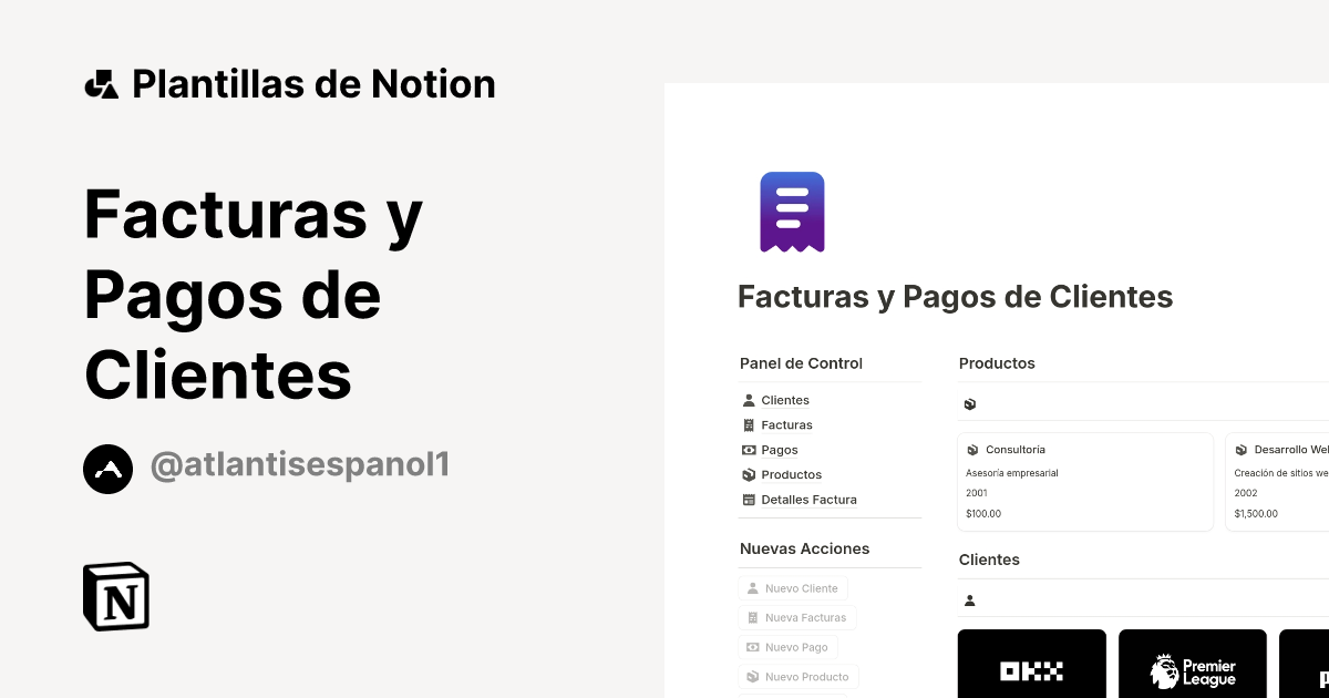 Plantilla Facturas y Pagos de Clientes | Notion Marketplace