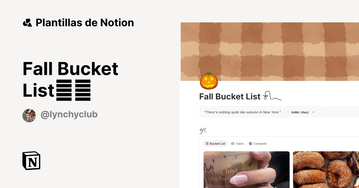 Plantilla Fall Bucket List𓍯𓂃 de MJ𓍯𓂃 | Notion Marketplace