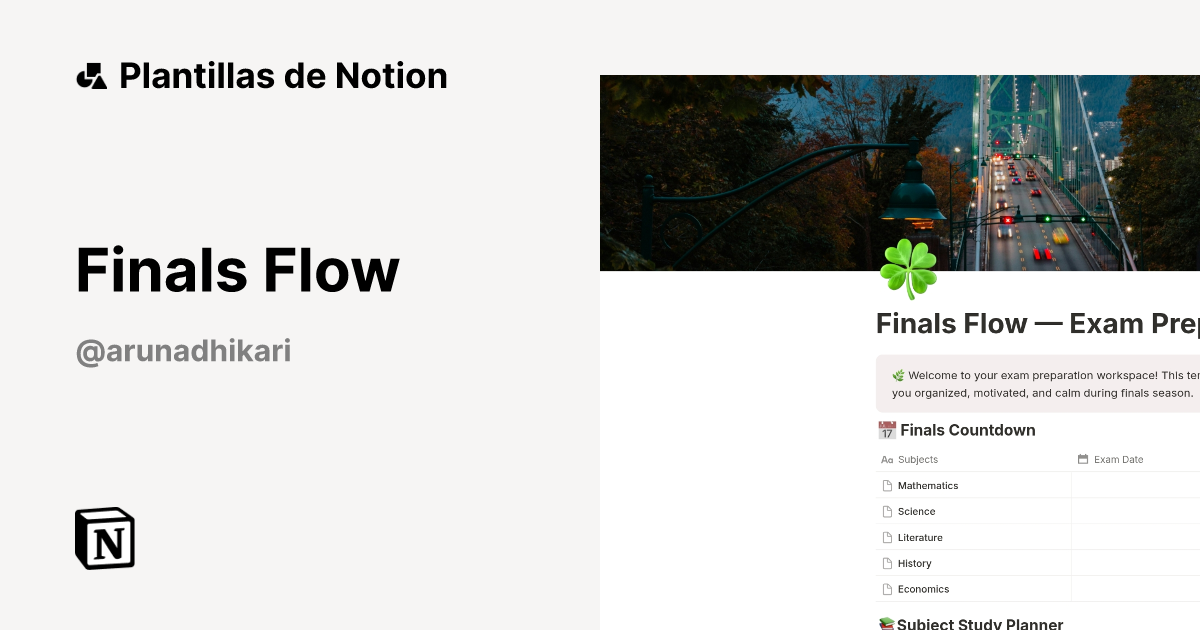 Plantilla Finals Flow | Notion Marketplace