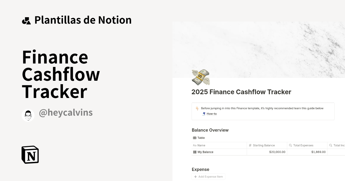 Plantilla Finance Cashflow Tracker | Notion Marketplace