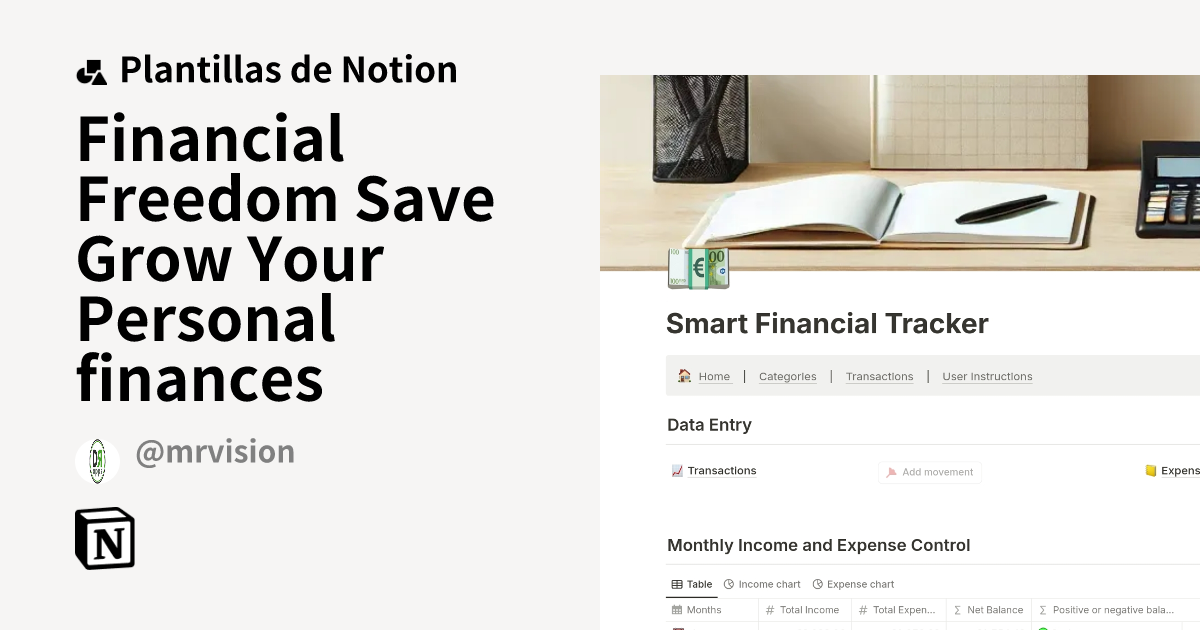 Plantilla Financial Freedom Save Grow Your Personal finances | Notion ...