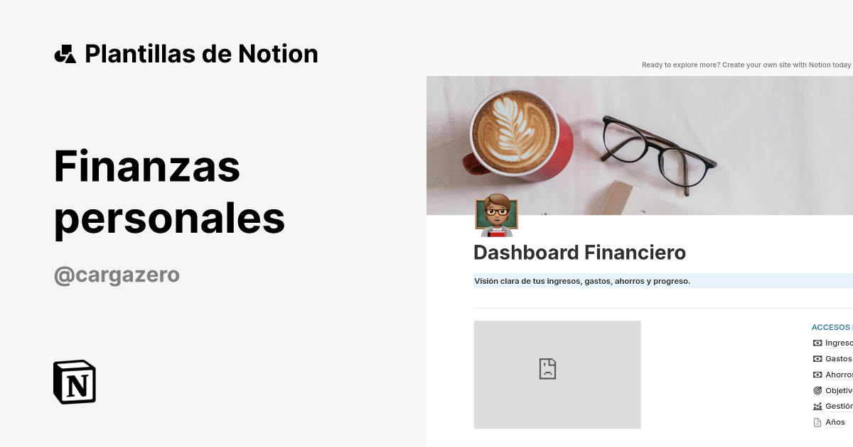 Plantilla Finanzas personales de CargaZero | Notion Marketplace
