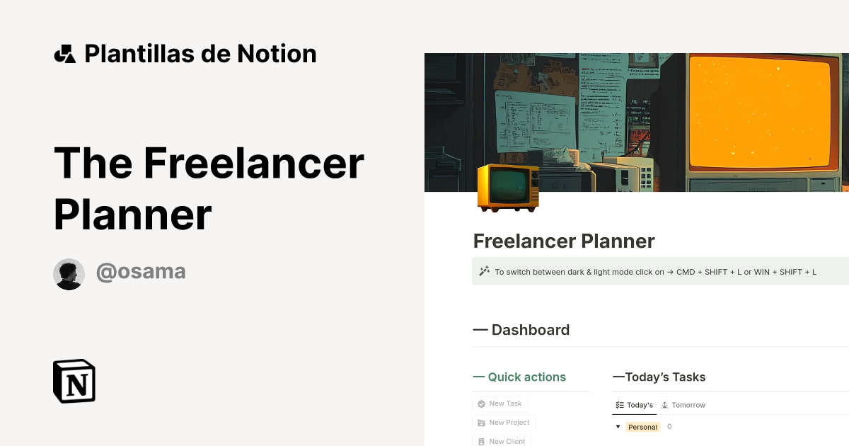 Plantilla The Freelancer Planner de OlsNotion | Notion Marketplace