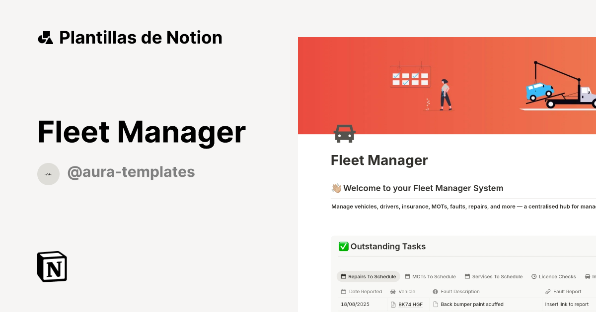 Plantilla Fleet Manager | Notion Marketplace