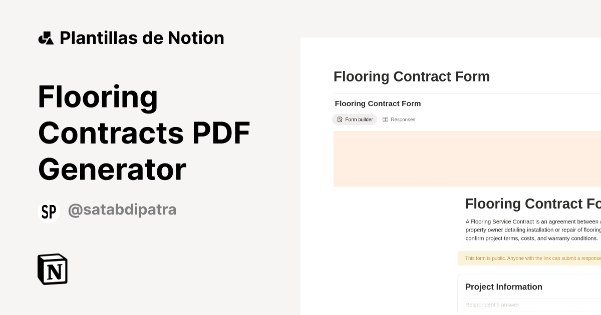 Plantilla Flooring Contracts PDF Generator | Notion Marketplace