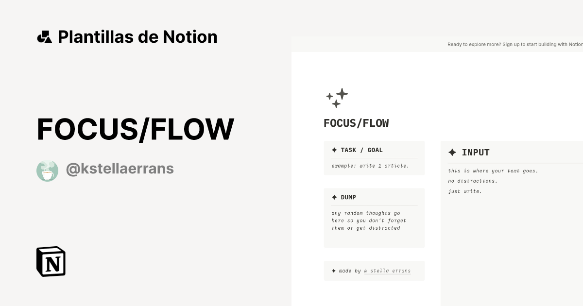 Plantilla FOCUS/FLOW | Notion Marketplace