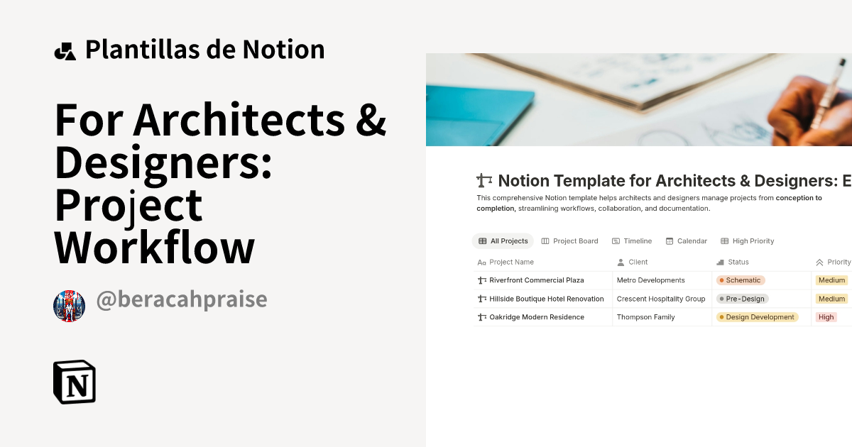 Plantilla For Architects & Designers: Project Workflow de Beracah ...