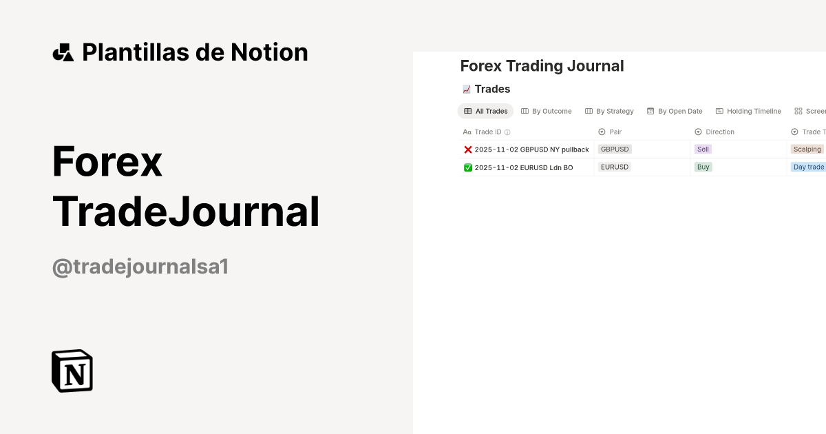 Plantilla Forex TradeJournal de TradeJournal | Notion Marketplace