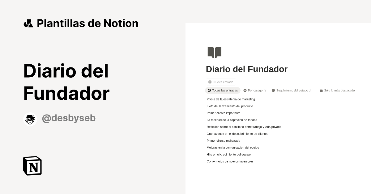 Plantilla Founder Journal de desbyseb | Notion Marketplace