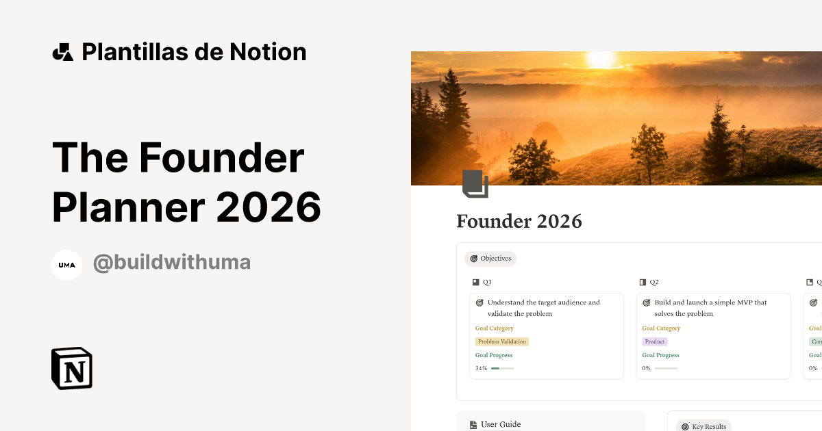 Plantilla The Founder Planner 2026 | Notion Marketplace