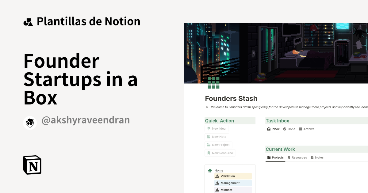 Plantilla Founder Startups in a Box | Notion Marketplace