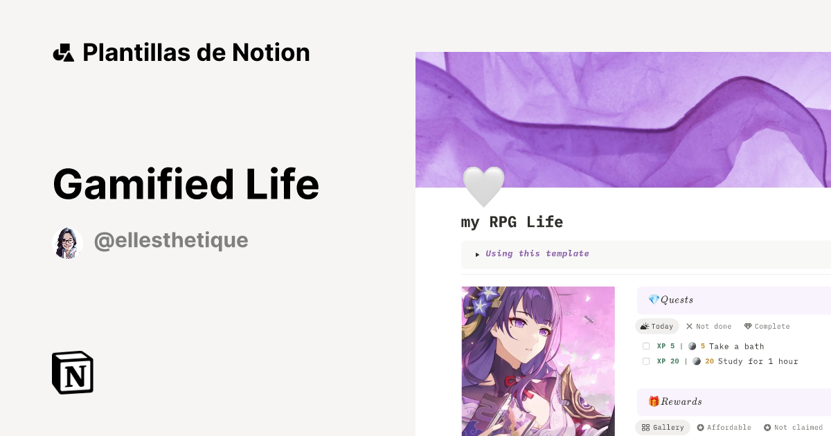 Plantilla Gamified Life | Notion Marketplace