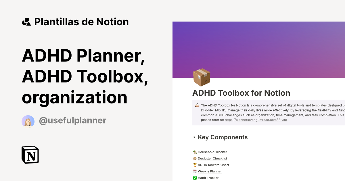 Plantilla ADHD Planner, ADHD Toolbox, organization | Notion Marketplace