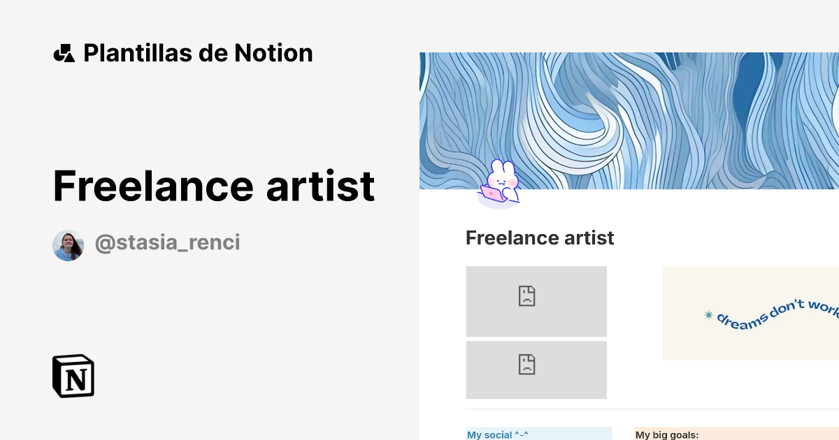 Plantilla Freelance artist de Stasia_renci | Notion Marketplace